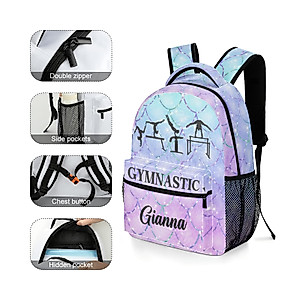 Gymnastic Mermaid Scale Personalized School Backpack Bags Kids Backpack for Teen Boys Girls Travel Backpack