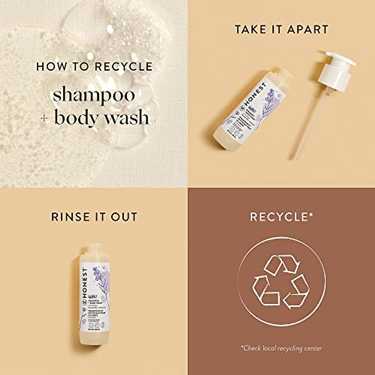 The Honest Company 2-in-1 Cleansing Shampoo + Body Wash and Face + Body Lotion Bundle | Gentle for Baby | Naturally Derived | Lavender Calm, 18.5 fl oz