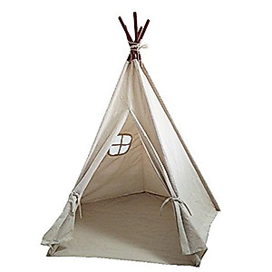 Laylala® Teepee Tent.India Teepee-Embroidery Elephant-Preassemble.5 Poles Design(Light Brown Color)