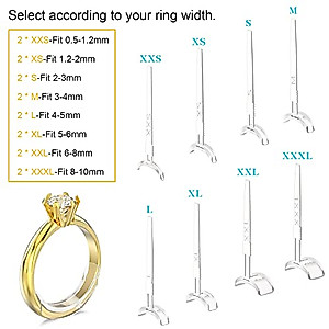 Ring Sizer Adjuster for Loose Rings, 16 Pack 8 Sizes Silicone Invisible Ring Size Reducer Guards for Men Women Wide Band Rings