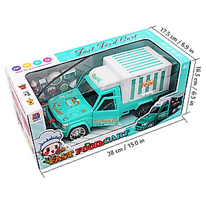 Tipmant Large Size RC Food Truck Remote Control Vehicle Electric Car Toy 4 Channels Light Sound Kids Birthday (Green)