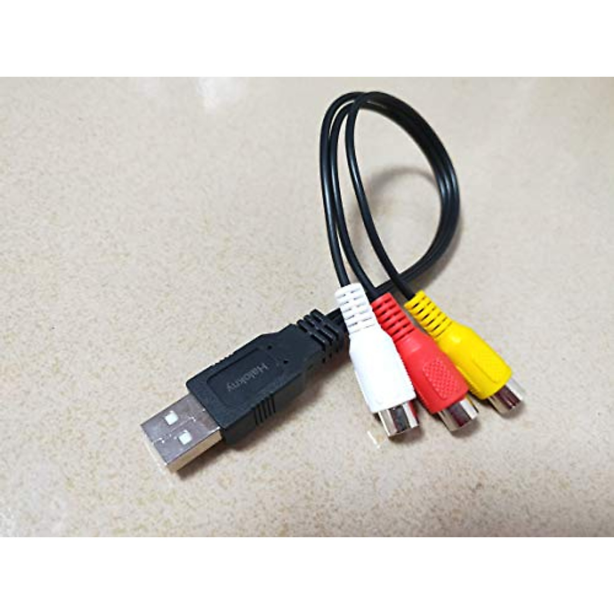 Halokny USB to 3 RCA Cable, 8 inch USB 2.0 A Female to 3RCA Male Audio Video Capture Card AV Composite Adapter Cable (USB M/3RCA F)