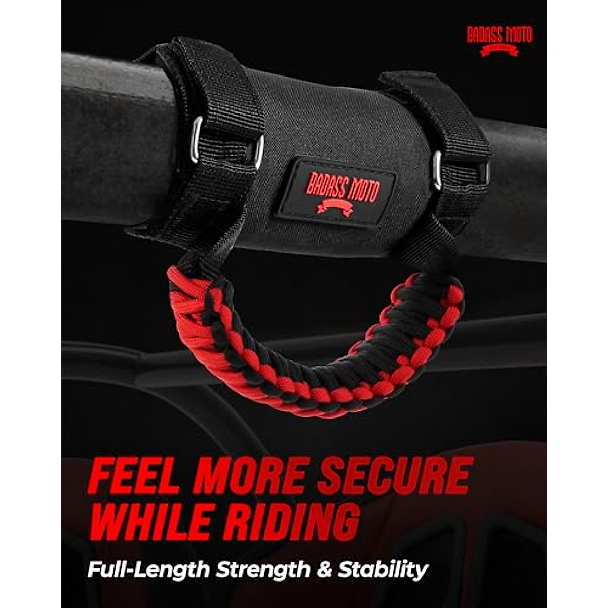 UTV Grab Handles Roll Bar Grab Handles. RZR Passenger Grab Handle 2 Pack Roll Cage Handle Fits Polaris Ranger, Mule, Teryx, CFMoto, Yamaha, Honda Pioneer, Can Am SxS UTV Accessories Red Paracord