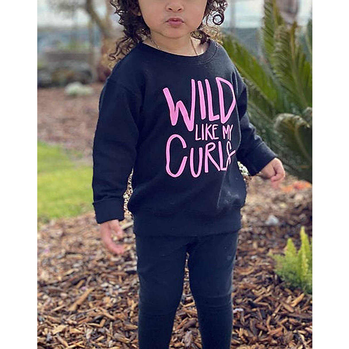 MERSARIPHY Toddler Baby Girls Tops WILD LIKE MY CURLS Sweatshirt Sweater Long Sleeve Shirt Girl Fall Winter Clothes (Pink, 3-4 T)