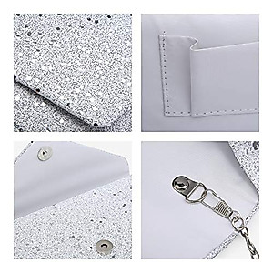 Dasein Women Glistening Evening Clutch Bags Formal Party Clutches Wedding Purses Cocktail Prom Clutches White Silver Hardware