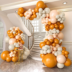 YAOWKY ThanksGiving Balloons Fall Garland Arch Kit,124pcs 18 12 5 In Burnt Orange Pastel Orange White Sand Balloons for ThanksGiving Fall Baby Shower Birthday Pumpkin Themed Party Decorations
