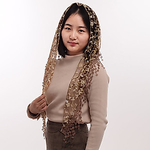 BLESSUME 1pc Women Triangle Pattern Veil Classic Mantilla Soft Lace Chapel Veil