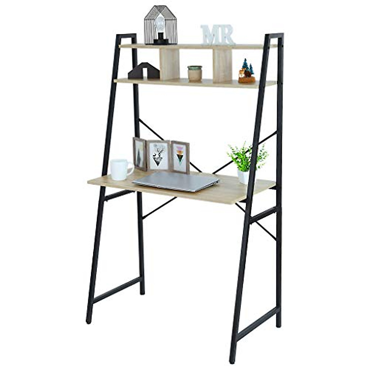 Desktop Computer Desk, Home Office Decor Ladder Desk Study Writing Table Computer Gaming Table Bedroom Laptop Table, Student Study Reading Writing Desk PC Laptop Table for Living Room (Khaki)