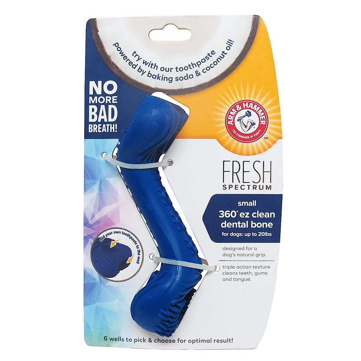 Arm & Hammer Fresh Spectrum 360 Degree EZ Clean Dog Dental Bone Chew Toy, Small | Dog Dental Toy for Small Dogs to Clean Teeth and Combat Bad Breath | Enhanced with Baking Soda and Coconut Oil