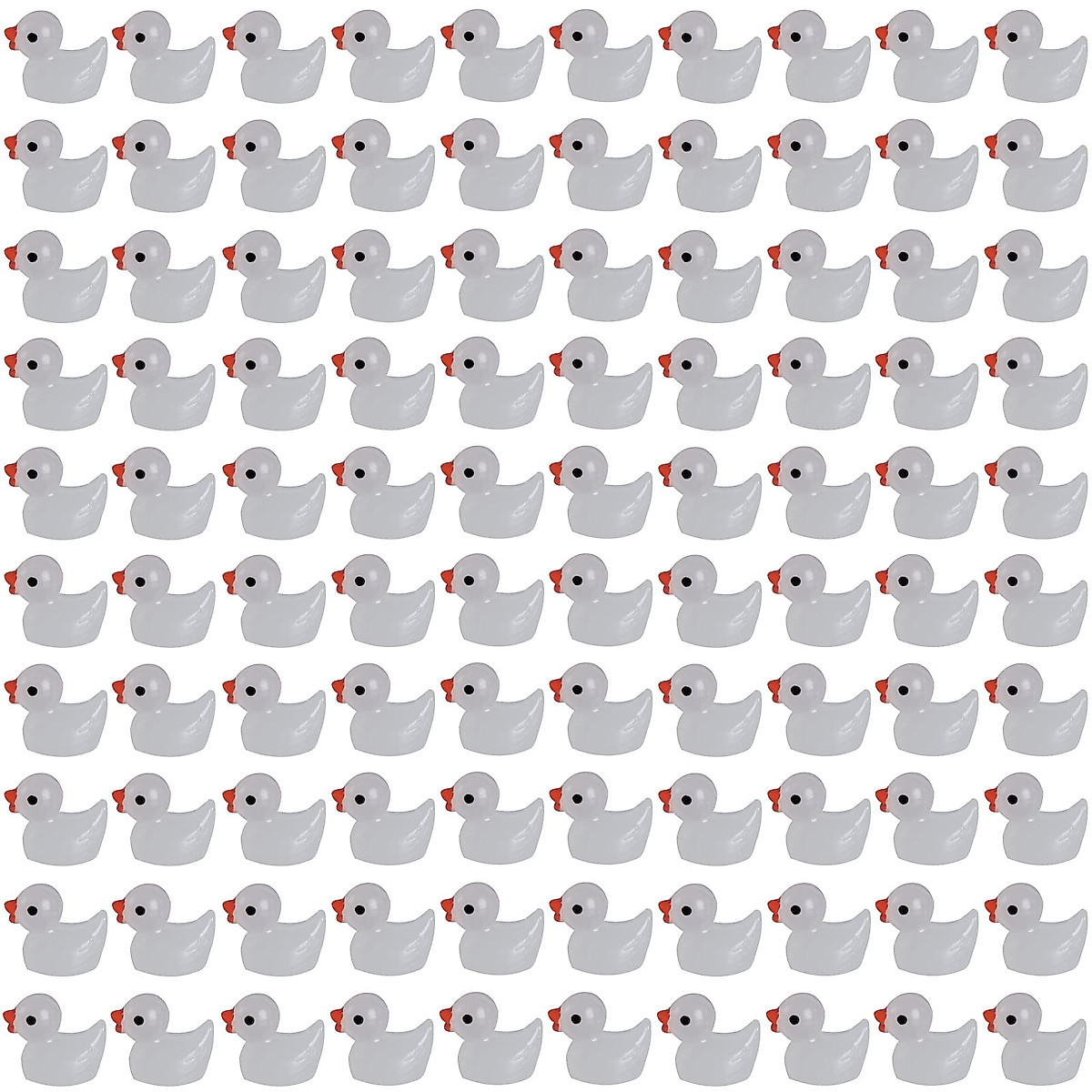 WINMIND 100Pcs Luminous Little Duck Miniature Garden Statue Glow in The Dark Resin Duck Micro Landscape Dolls for Gnomes Garden Glow Accessories Outdoor Patio Lawn Yard Decoration