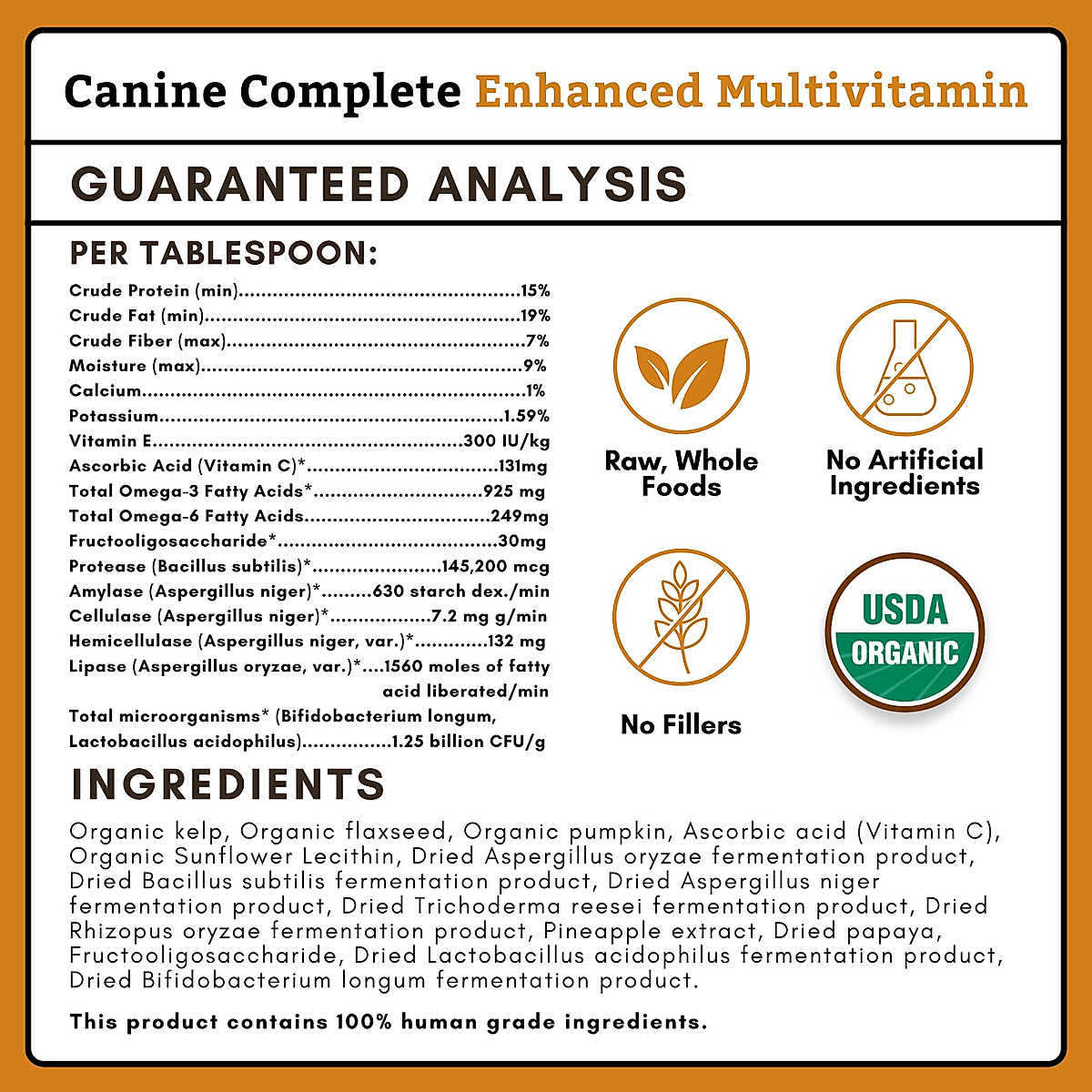 Wholistic Canine Complete with Organic Pumpkin for Dogs - 4 Lb - Dog Vitamins and Supplements with Pumpkin Powder for Digestion, Skin & Coat Health