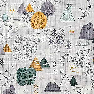 Brandream Woodland Baby Crib Bedding Set | 3-Piece Crib Bed Blanket, Fitted Crib Sheet and Crib Bed Skirt Cotton | Snow Mountain Ancient Forest Theme - Gray White Black