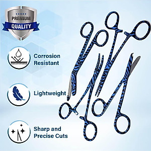 Set of 4 Bandage Scissors 5.5", Stitch Scissors 4.5" and Hemostat 5.5" Straight Made of Premium Quality Stainless Steel Scissors