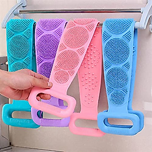 INGVY Dry Brushing Body Brush Body Sponge Silicone Brush Bath Towel Bath Gel Bath Cleansing Brush Massage Bath Exfoliating Cleansing Brush Bathroom Utensils (Color : Purple)