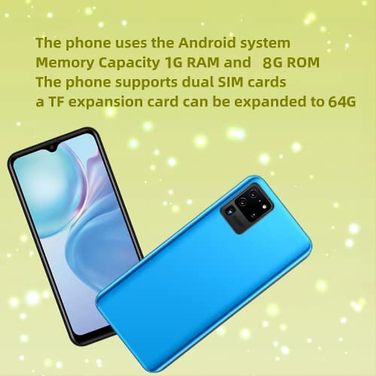 zsddzzy 6.52 inch Screen，Speak8c，Android Smartphone ，Dual SIM Card，1GB RAM 8GB ROM，Only Supports Dual SIM Card Frequency Band of 3GWCDMA ：850/2100MHZ，Unlocked Cell Phone（Blue）