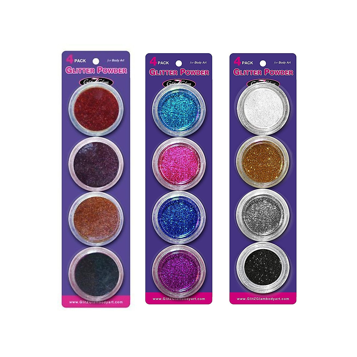 Glitter Tattoo Refill AUTUMN, ESSENTIALS, POPULAR 4 Extra Large Glitter 4 Pack for glitter tattoos & children temporary tattoos - HYPOALLERGENIC and DERMATOLOGIST TESTED!