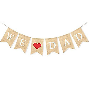 Uniwish We Love Dad Banner Burlap Bunting Rustic Papa Gift Happy Father’s Day Birthday Party Decorations for Men