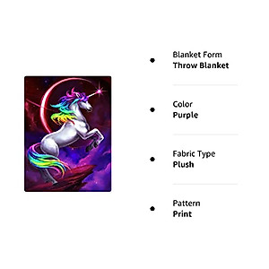 YISUMEI Warm Soft Cozy Plush Throw Fleece-Flannel Blanket 60"x80" Beautiful Unicorn Rainbow Nebula Moon