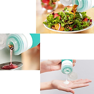 RIHUD Salad Dressing Bottles 1.3oz 4 Pack Squeeze Silicone Travel Bottles Leak-Proof Refillable Sauce Squeeze Bottles, Portable Travel Containers, BPA Free