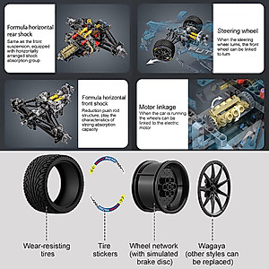 NEWRICE Formula 1 Racing Car Building Blocks Kit,MOC 1:8 Scale Model Car, Collectible Sports Car Toys,for 14+ Year Boys.Adult.New 2022(1667 Pieces)