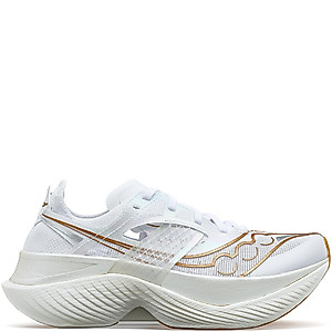 Saucony Women's Endorphin Elite Sneaker, White/Gold, 7.5