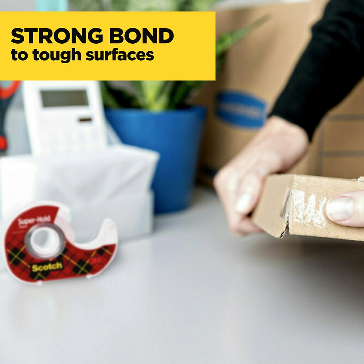 Scotch Super-Hold Tape, 4 Rolls, Transparent Finish, 50% More Adhesive, Trusted Favorite, 3/4 x 650 Inches, Dispensered (4198)