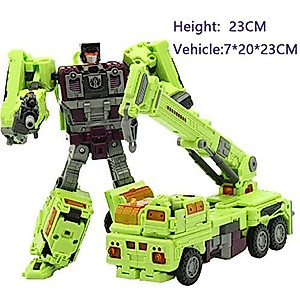 NBK Deformation Oversize Toys Robot Devastator Engineering Combiner 6 in 1 Action Figure Car Truck Model Gift for Kids Boys (Green)