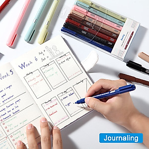 AECHY Colored Curve Pens, Dual Tip Pens with 6 Different Curve Shapes & 8 Colors Fine Tips, Planner Pens For Writing Journaling Note Taking Drawing Scrapbook Art School Supplies(Classic)