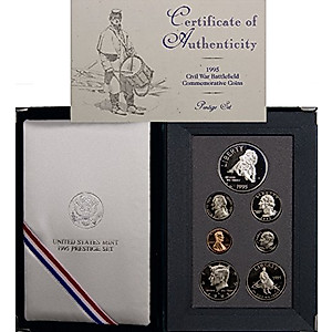 1995 S US Silver Prestige Proof Set 7 Coin set Civil War Battlefield Commemorative Coins Proof
