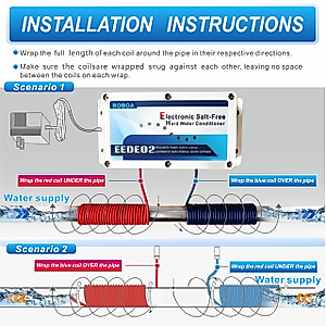 ROBOA Electronic Water Descaler，Alternative Chemical and Salt Free Water Softener Systems Whole House，Prevent Rust and Scale Build-up，Electromagnetic Water Conditioner，Easy Installation
