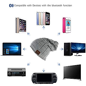 BearsFire Wireless Beanie Hat Headphone Stereo Speaker Mic Hands-Free Earphones Cap Unisex Winter Warm Thick Skull Knit Music Hat Gifts for Men Women Boys Girls Running Ourdoor Sports Gray