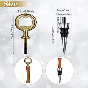 10 Pcs Metal Wine Stopper and 5 Pcs Blank Stainless Steel Bottle Opener Chrome Bottle Stopper Bottle Opener Inserts Set Hardware for Wedding Wine Party Wood Turning DIY Project Craft (Mixed Color)