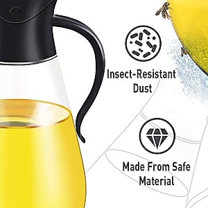 Yelocota Oil Dispenser Bottle,Cooking Container Bottle 18.6 oz Glass Olive Oil Dispenser Non-Drip Kitchen Vinegar Barbecue Marinade Dispenser Bottle With Scale and Non-Slip Handle for Kitchen