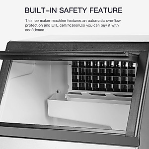 KUPPET Stainless Steel Commercial Ice Maker-Under Counter/Freestanding Automatic Ice Machine for Restaurant Bar Cafe, Products 100lbs Daily-w/Scoop, Ice Basket, Timer & Auto Clean