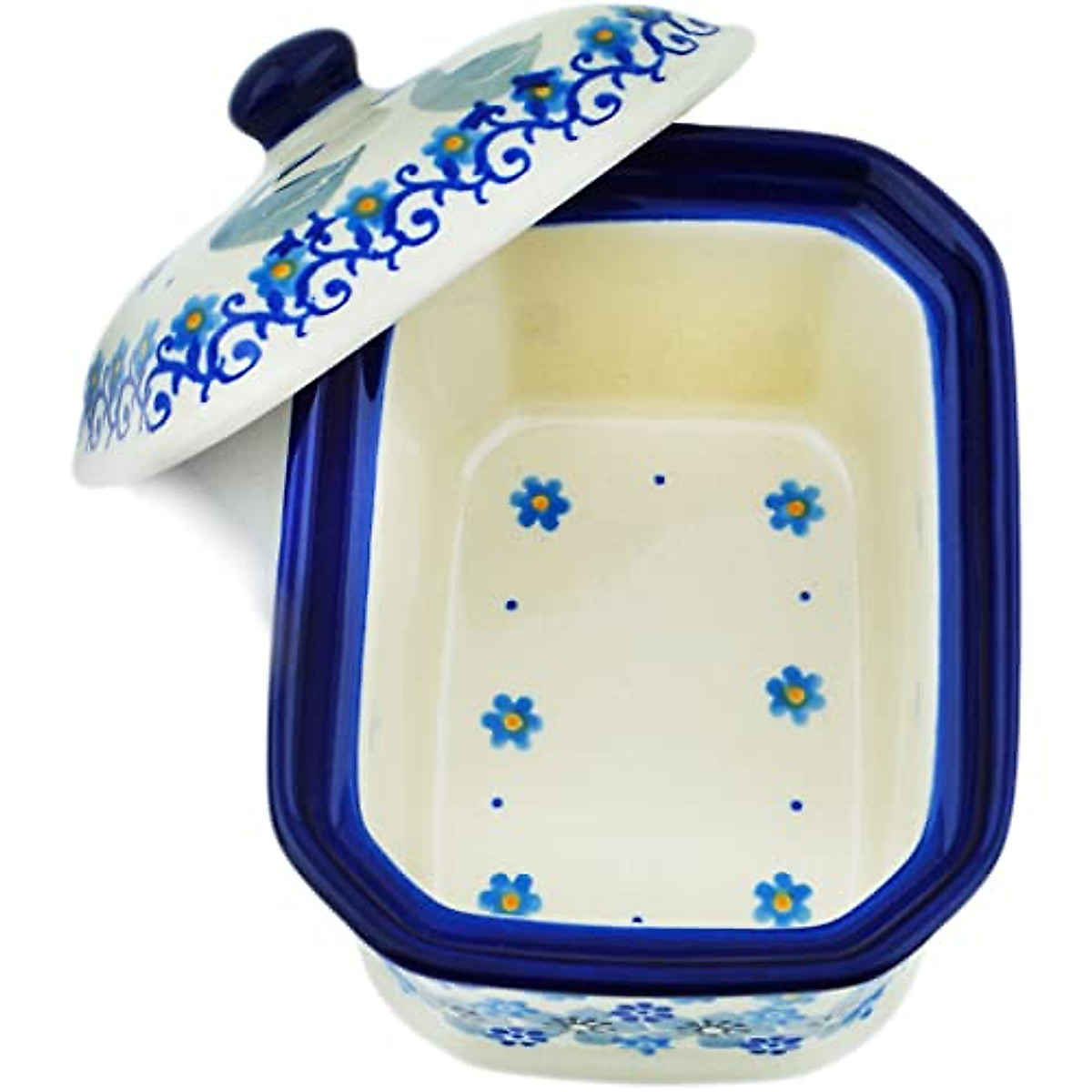 Polish Pottery Mini Cake Box 4", Salt Box, made by Ceramika Artystyczna (Friendly Fowl Theme) + Certificate of Authenticity