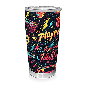 FOCIUZTA 20oz Bold Gaming Tumbler with lid, Travel Coffee Cup, Ideal for Easter, Gaming Enthusiast, Mother Day, and birthday gifts