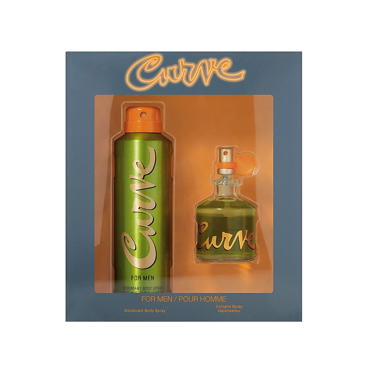Curve Curve for Men, Men's Fragrance 2 Piece Gift Set, 2.5 Fl. Oz. Eau De Cologne and 6.0 Oz Deodorant Spray, 2 Count