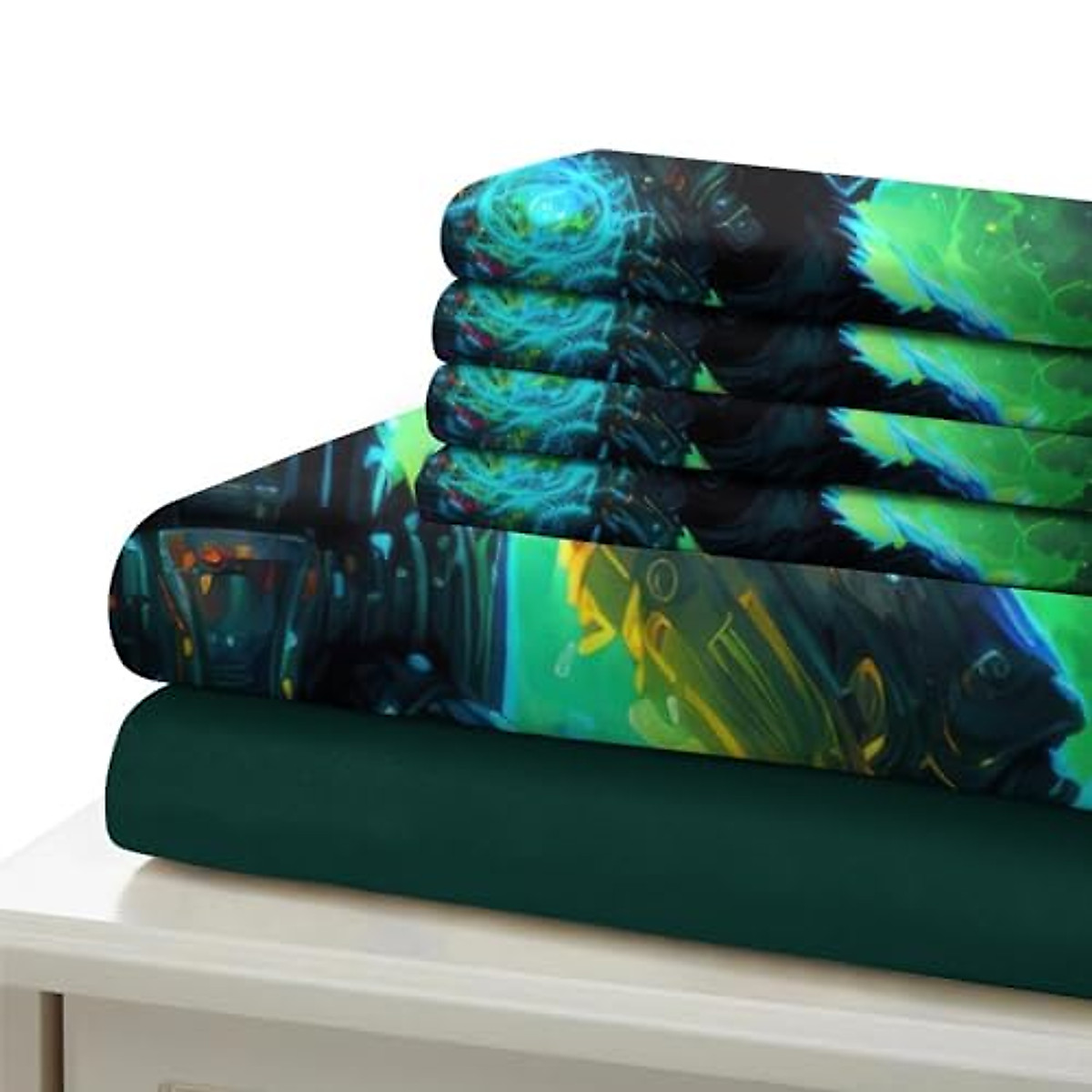 Cosmic Space Wolves 3D Printed Duvet Cover Quilt Cover Bedding Set Comforter Covers for Childrens and Adults with Pillowcases 3 Pieces Microfiber with Zipper Closure Twin（173x218cm）
