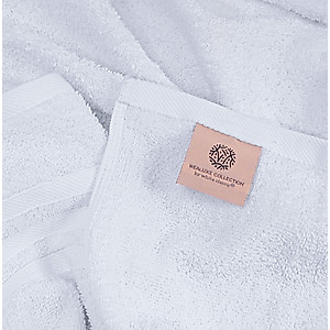 Wealuxe 12 Piece Bath Towel Set for Bathroom - 2 Bath Towels, 4 Hand Towels, 6 Washcloths 100% Cotton Soft and Plush Highly Absorbent, Soft Towel for Hotel & Spa - White