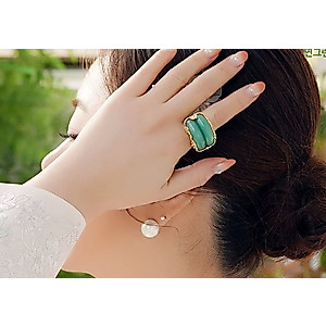 Hanbok Ring Jade Korea Traditional Accessory Woman Junior Natural Light Green Size Adjustable R002 Gold
