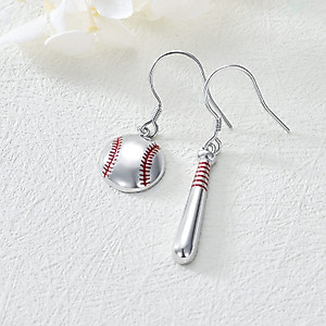 Baseball Earrings for Women Sterling Silver Baseball Bat Earrings Sport Lover Jewelry Gifts for Women Baseball Player