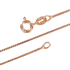 14kt Rose Gold Plated Sterling Silver 1mm Box Chain Necklace Solid Italian Nickel-Free, 20 Inch