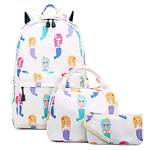Abshoo Lightweight Cute Unicorn Backpacks For School Kids Girls Backpack With Lunch Bag (Set Unicorn and Fox Blue)