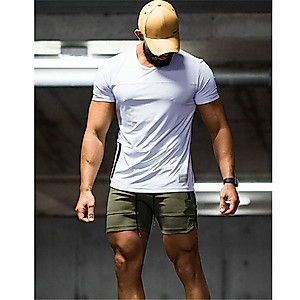 COOFANDY Sweat Shorts for Men 7" Quick Dry Workout Bodybuilding Pants Training Athletic Jogger with Pockets Army Green