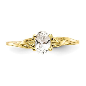 IceCarats 10K Yellow Gold White Topaz Ring Gemstone Band April Birthstone Jewelry Size 7.00