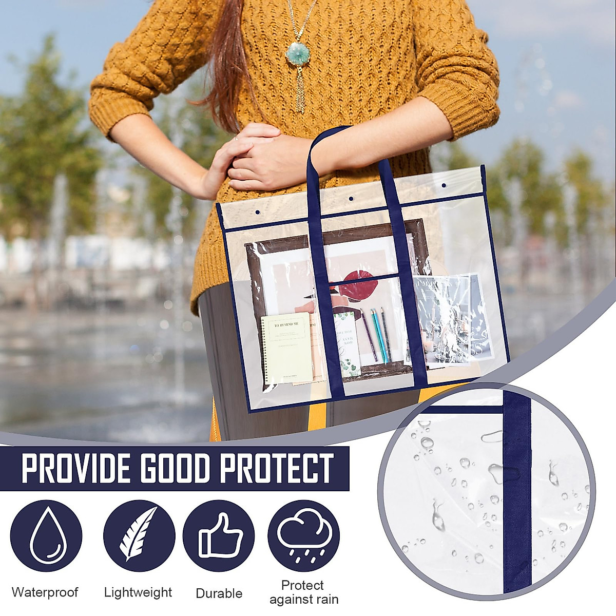 Huhumy 3 Pack Large Poster Storage Bag Bulletin Board Holder Art PVC Folder with Pocket Transparent Art Portfolio Organizer Storage Chart Container for Teacher Paper Teen(24 x 36, Classic Color)