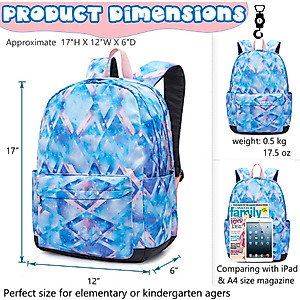 BLUEFAIRY Middle School Backpacks for Girls Teens Ages 8-10 Galaxy Backpack High School Bags Padded Straps Large Book Bag Bookbag for Teenagers Blue 17"