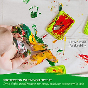 GREEN LIFESTYLE 4 X 12 Canvas Drop Cloth Tarp Canvas Fabric Drop Cloth Curtains Drop Cloths for Painting Painters Drop Cloth Paint Drop Cloth Paint Tarp Painting Supplies Canvas Sheet (2 Pack)