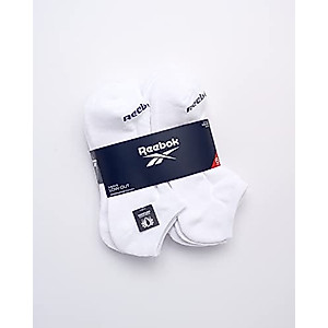 Reebok Mens' Breathable No-Show Low Cut Basic Cushion Socks (6 Pack), Size Shoe Size 6-12.5, Classic White