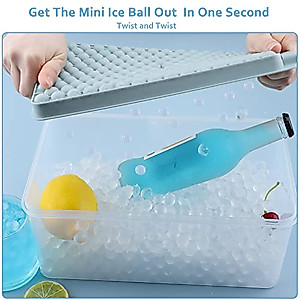 WIBIMEN Mini Ice Cube Trays, Upgraded Small Ice Cube Trays Easy Release, 159x4 PCS Tiny Ice Cube Tray Crushed Ice Tray for Chilling Drinks Coffee Juice(4Pack Blue Ice trays & Ice Bin & Ice Scoop)